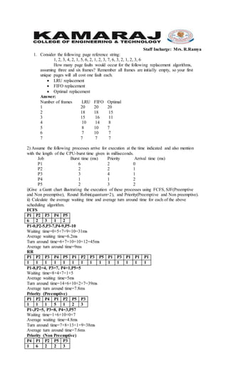 CS6401 Operating systems - Solved Examples | DOCX