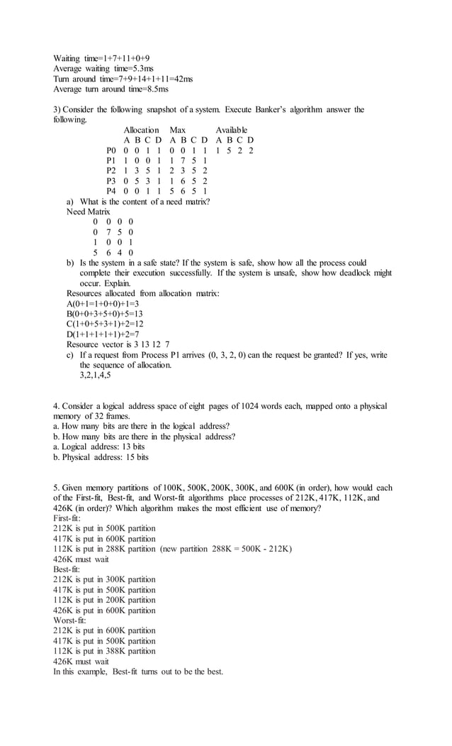 Cs6401 Operating Systems Solved Examples Docx Operating Systems Computer Software And