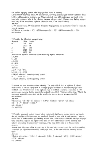 CS6401 Operating systems - Solved Examples | DOCX