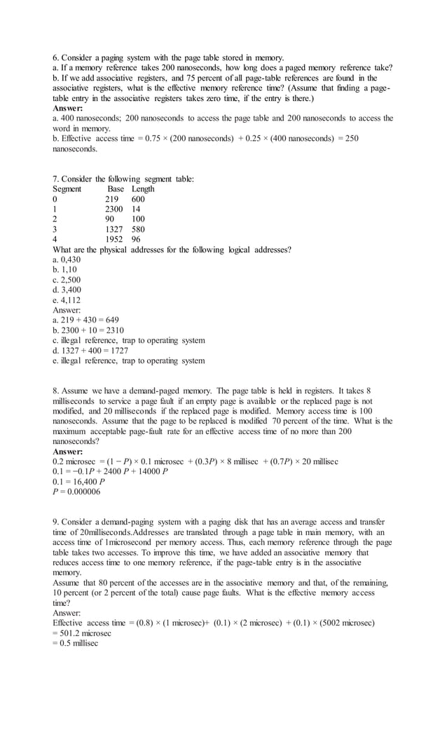 CS6401 Operating systems - Solved Examples | DOCX | Operating Systems | Computer Software and ...