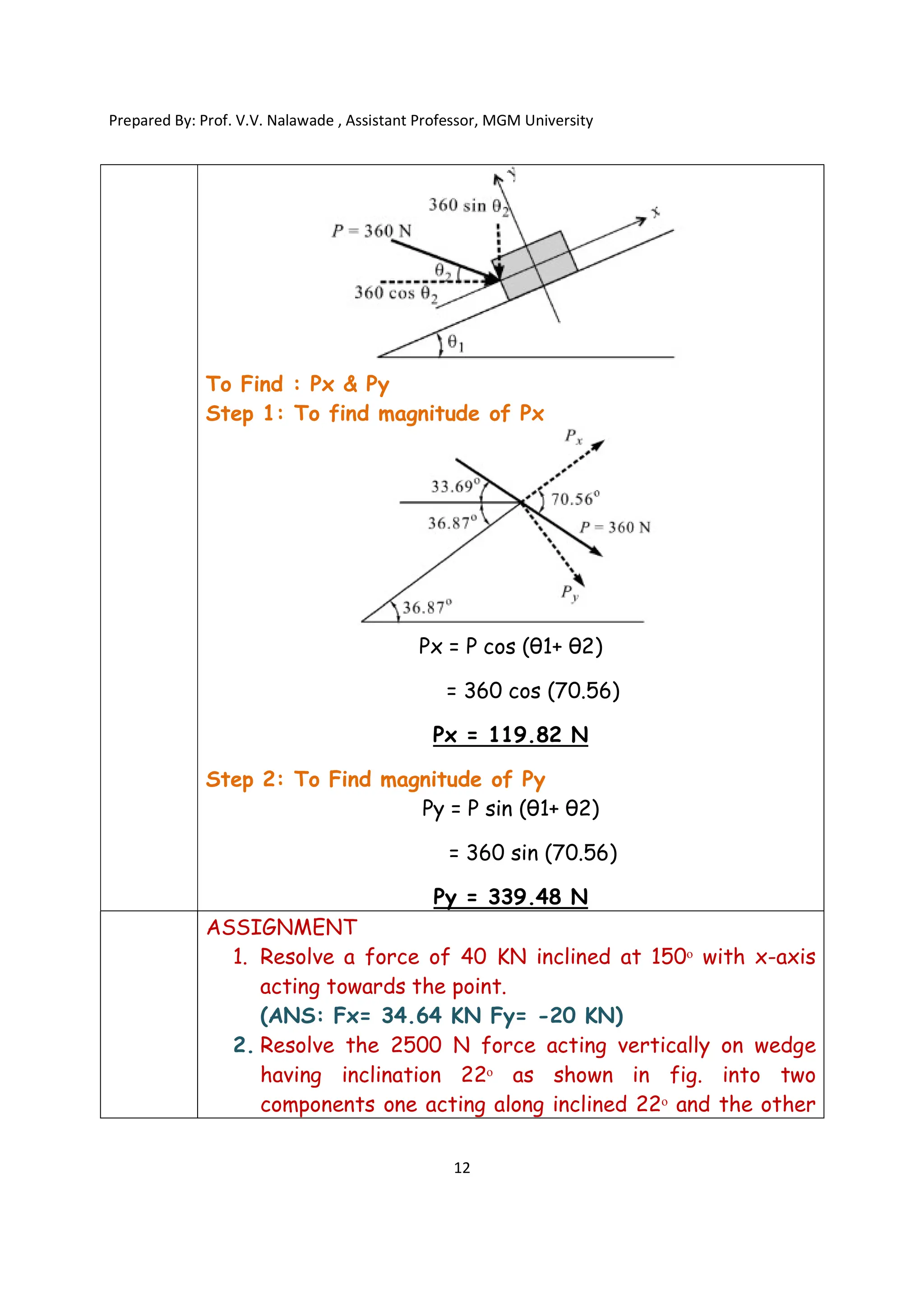 Unit 1. force system, solved problems on force system.pdf