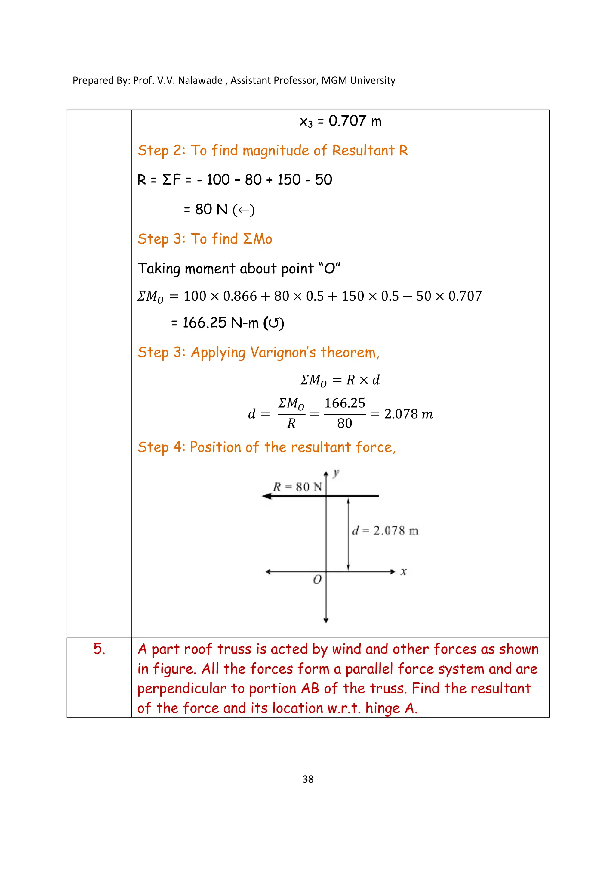 Unit 1. force system, solved problems on force system.pdf