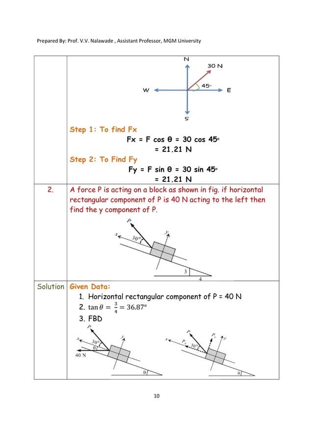 Unit 1. force system, solved problems on force system.pdf