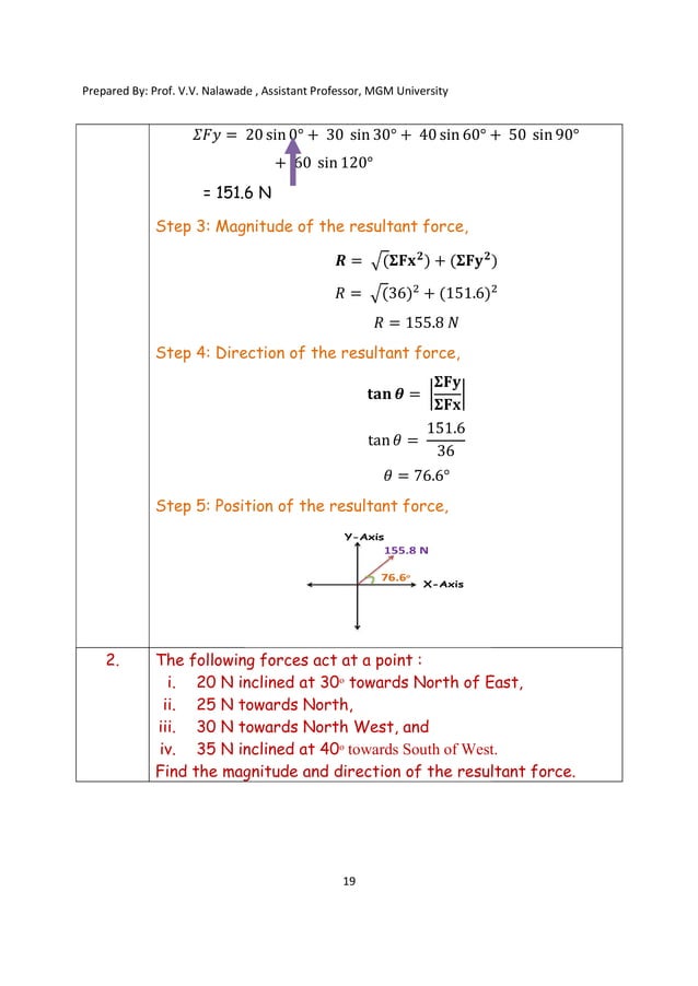 Unit 1. force system, solved problems on force system.pdf