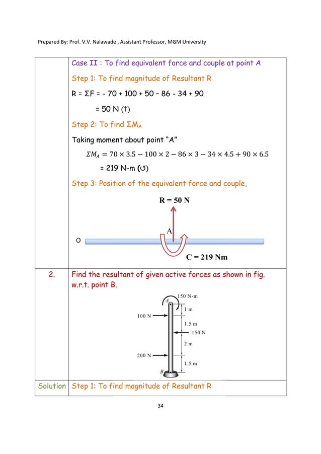 Unit 1. force system, solved problems on force system.pdf