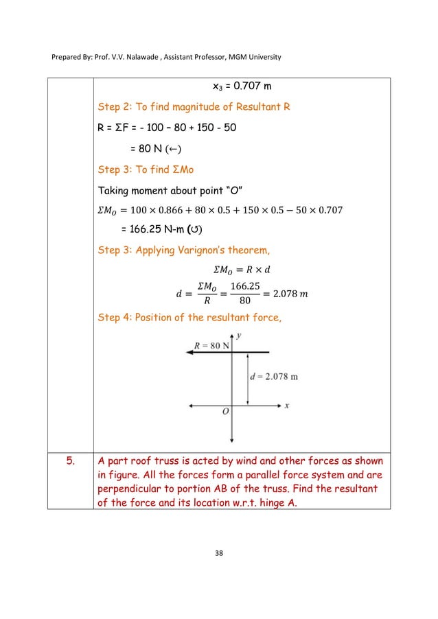 Unit 1. force system, solved problems on force system.pdf
