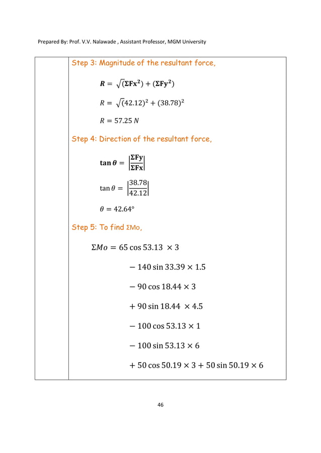 Unit 1. force system, solved problems on force system.pdf