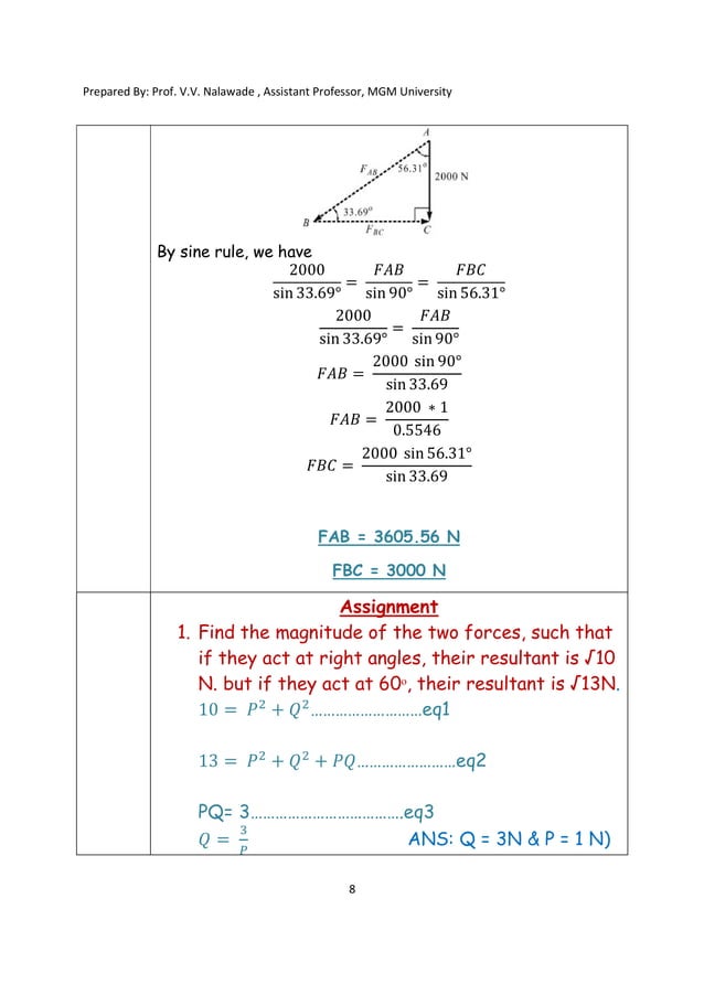 Unit 1. force system, solved problems on force system.pdf