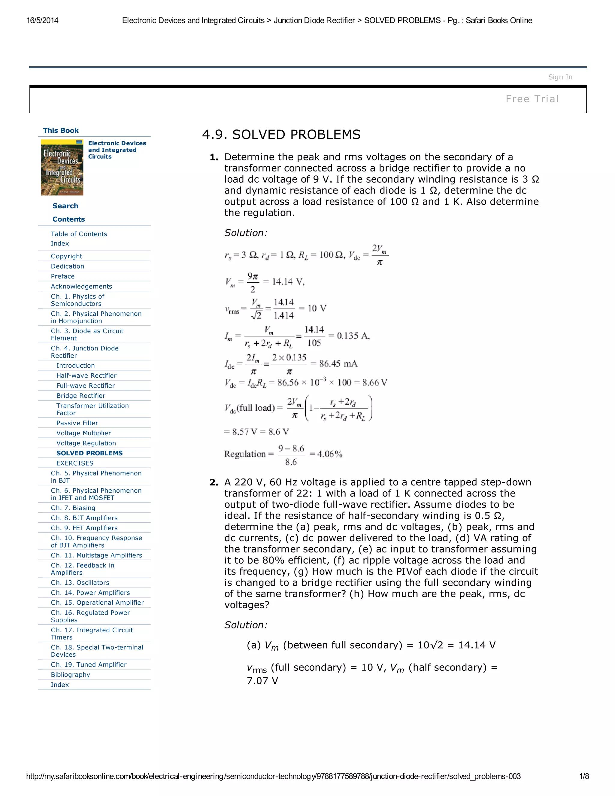 Solved problems on rectifiers | PDF Solved problems on rectifiers | PDF