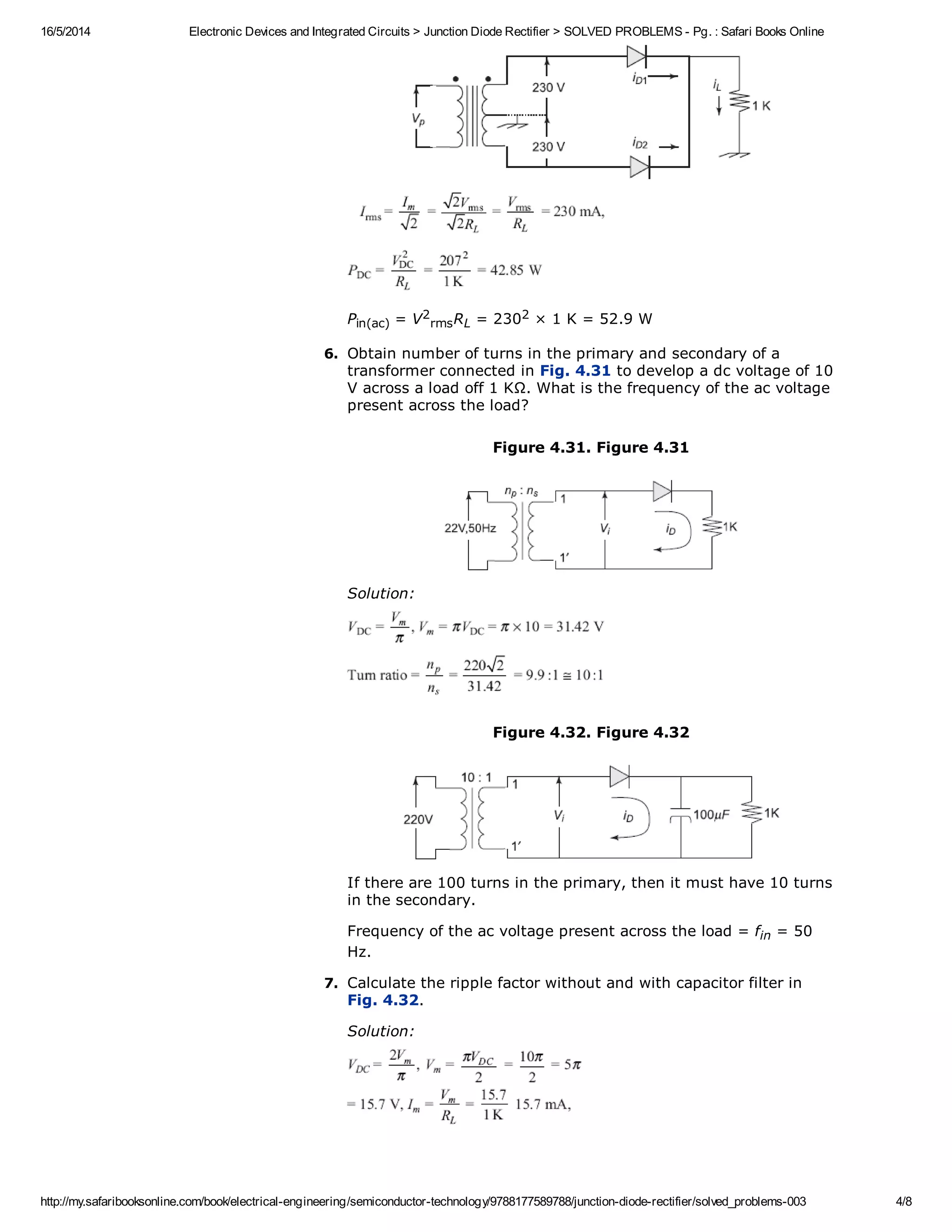 Solved problems on rectifiers | PDF