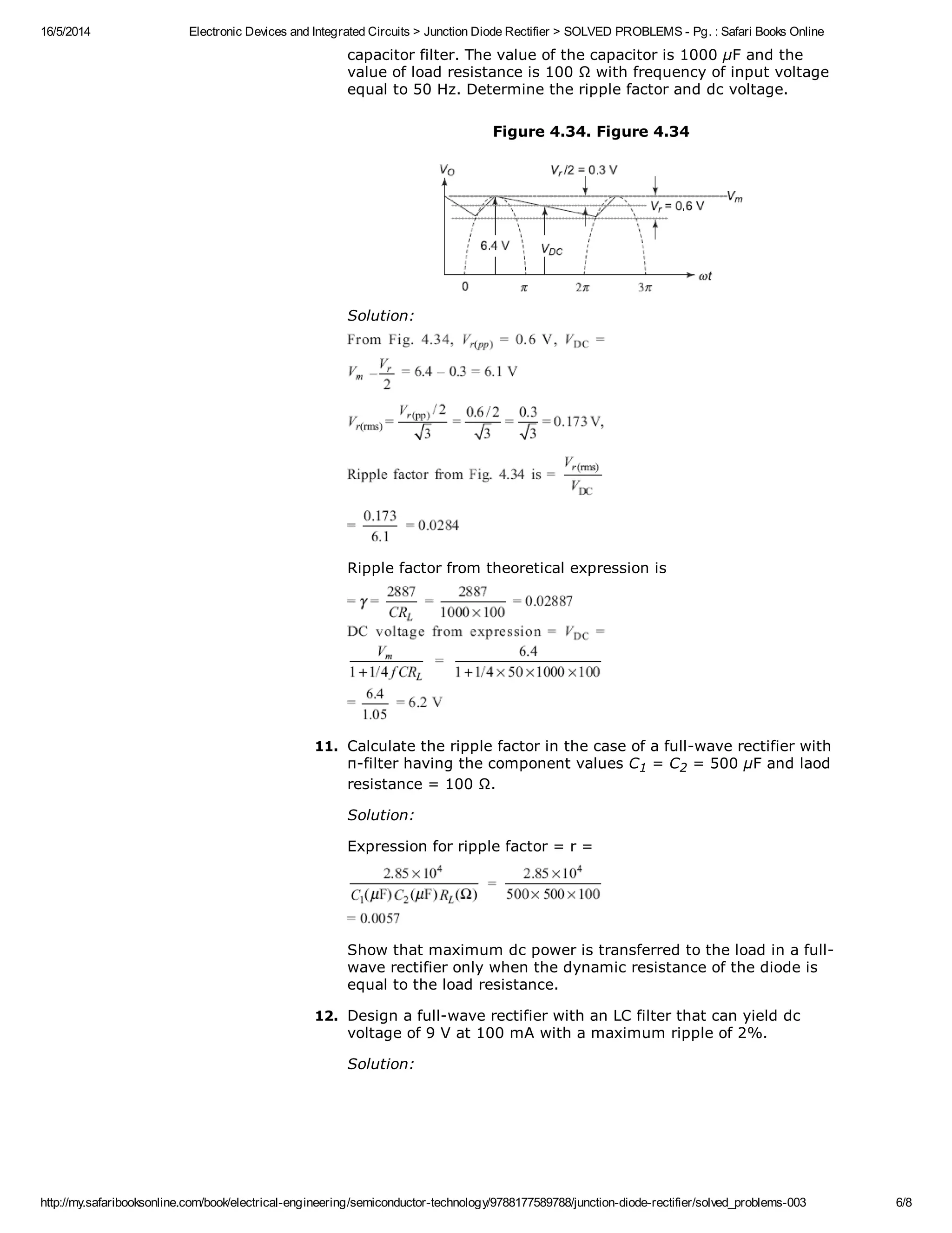 Solved problems on rectifiers | PDF Solved problems on rectifiers | PDF