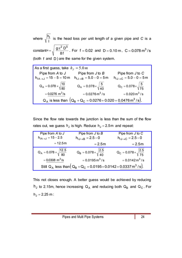 Solved problems pipe flow final 1.doc | Physics | Science