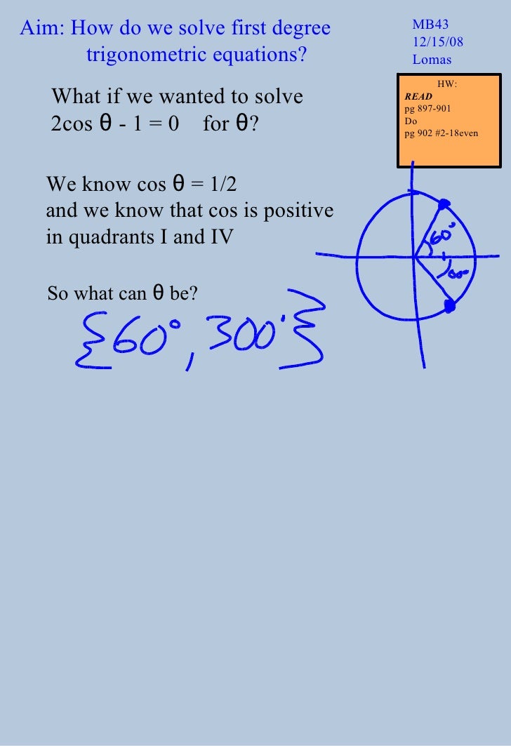 Solve First Degree Trig Equations T Solve First Degree Trig Equations T