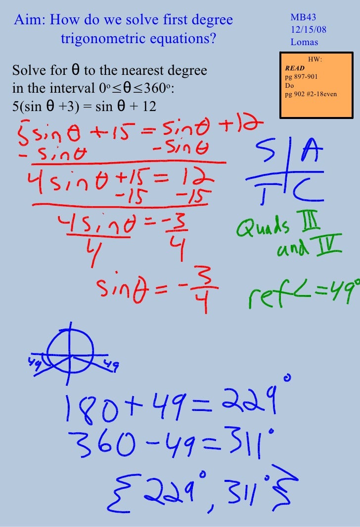 Solve First Degree Trig Equations T Solve First Degree Trig Equations T