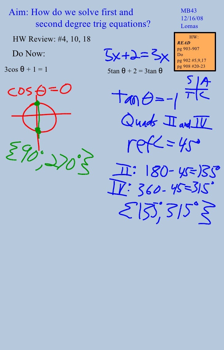 Solve First Second Degree Trig Eq T Solve First Second Degree Trig Eq T