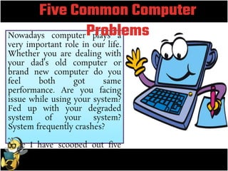 Solve five problems related to computer | PPT