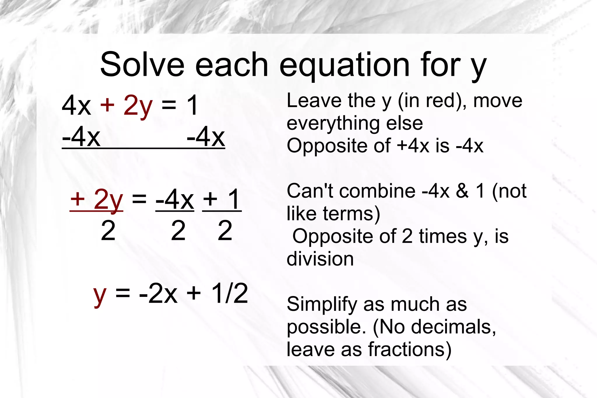 Solving equations for Y | PPT