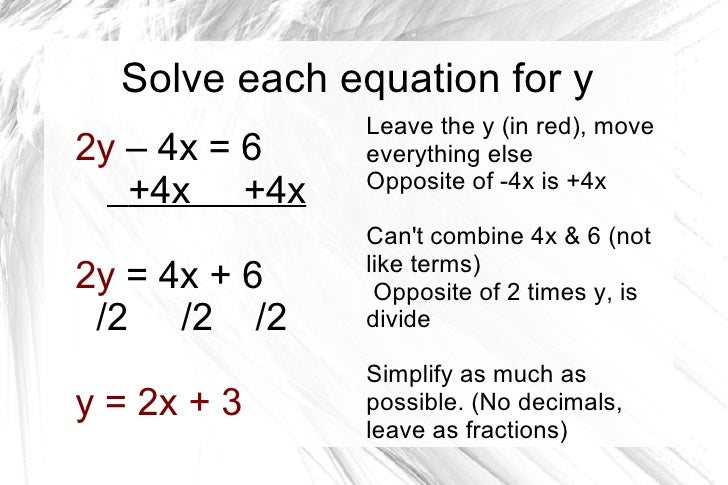 Solving equations for Y