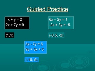 Solve linear systems by Multiplication | PPT
