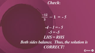 Solve linear equations in one unknown | PPTX