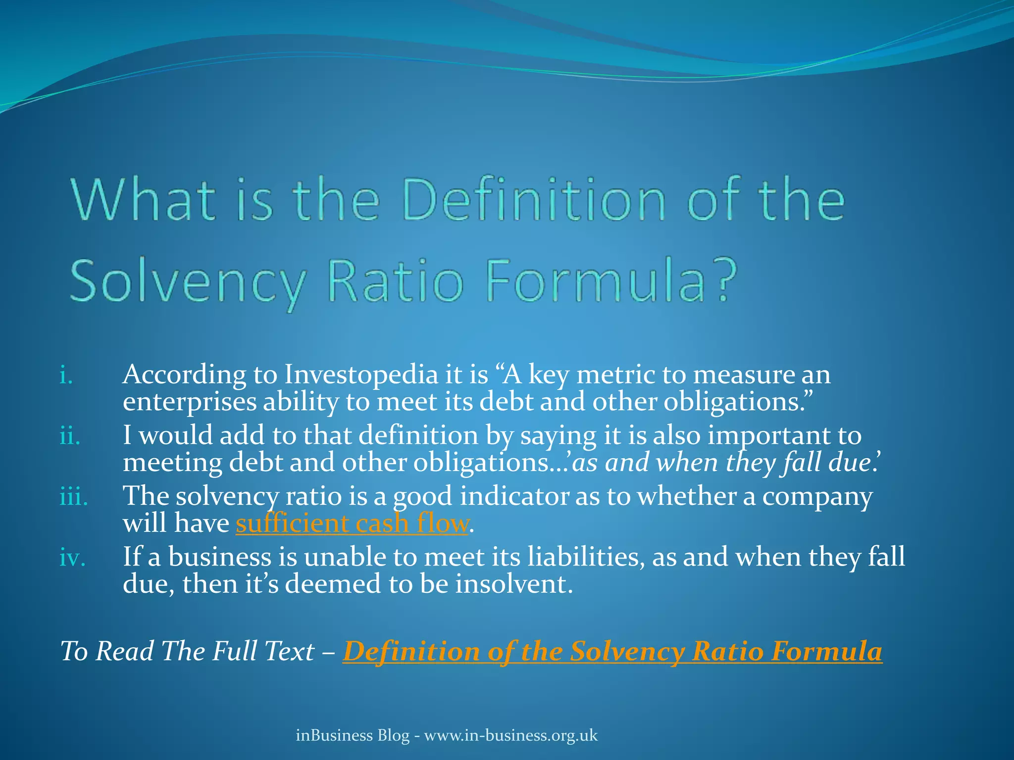 Solvency ratio formula | PPTX