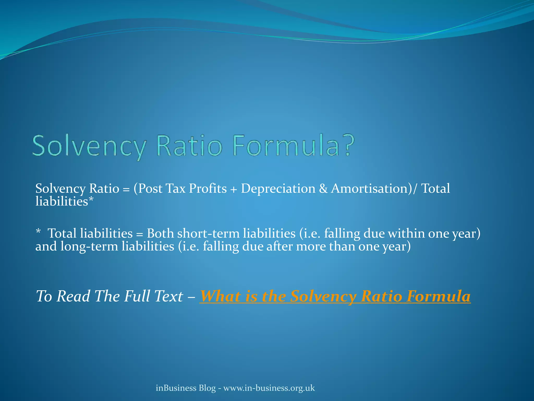 Solvency ratio formula | PPTX