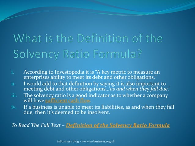 Solvency ratio formula | PPTX | Business Accounting & Finance | Business