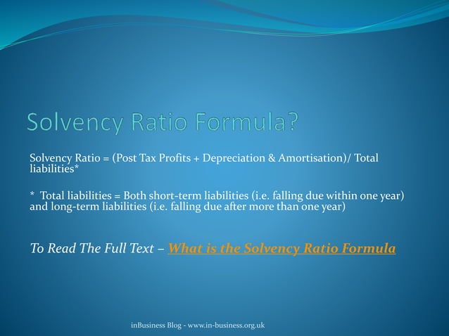 Solvency ratio formula | PPTX | Business Accounting & Finance | Business