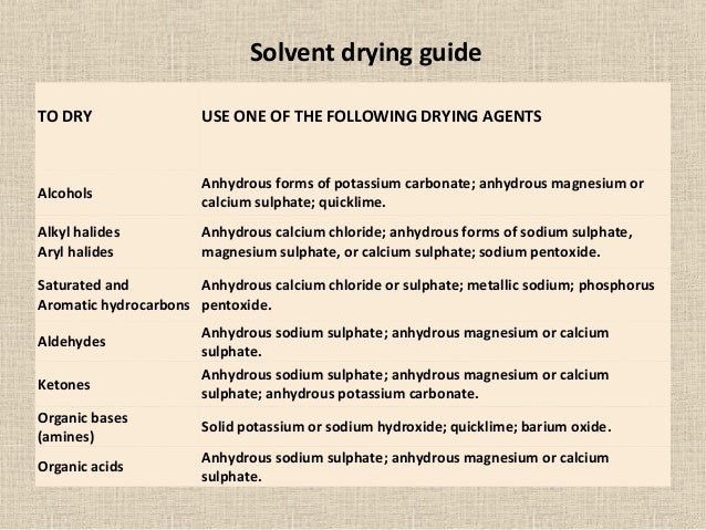 Solvent drying