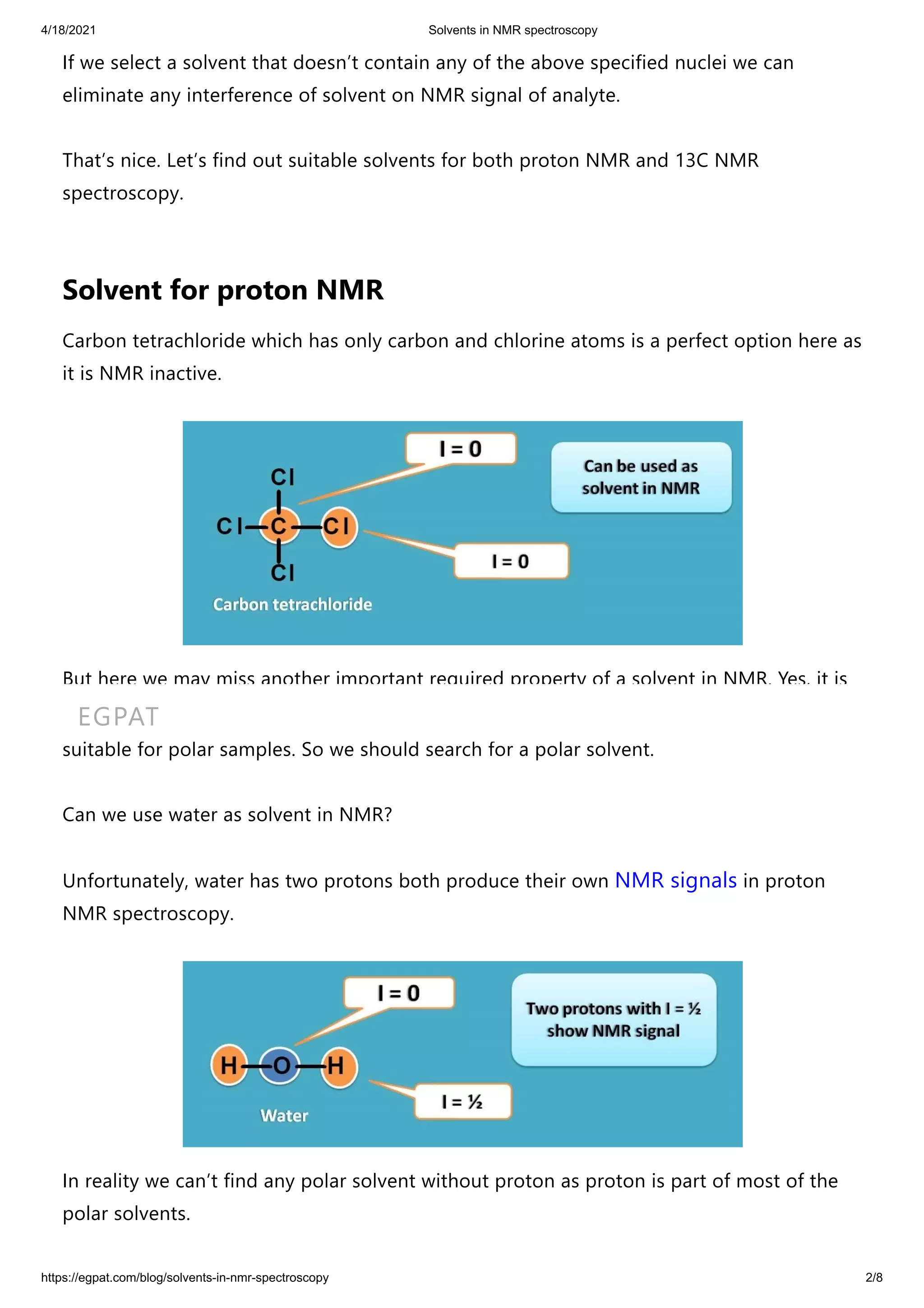 Solvents in nmr spectroscopy | PDF