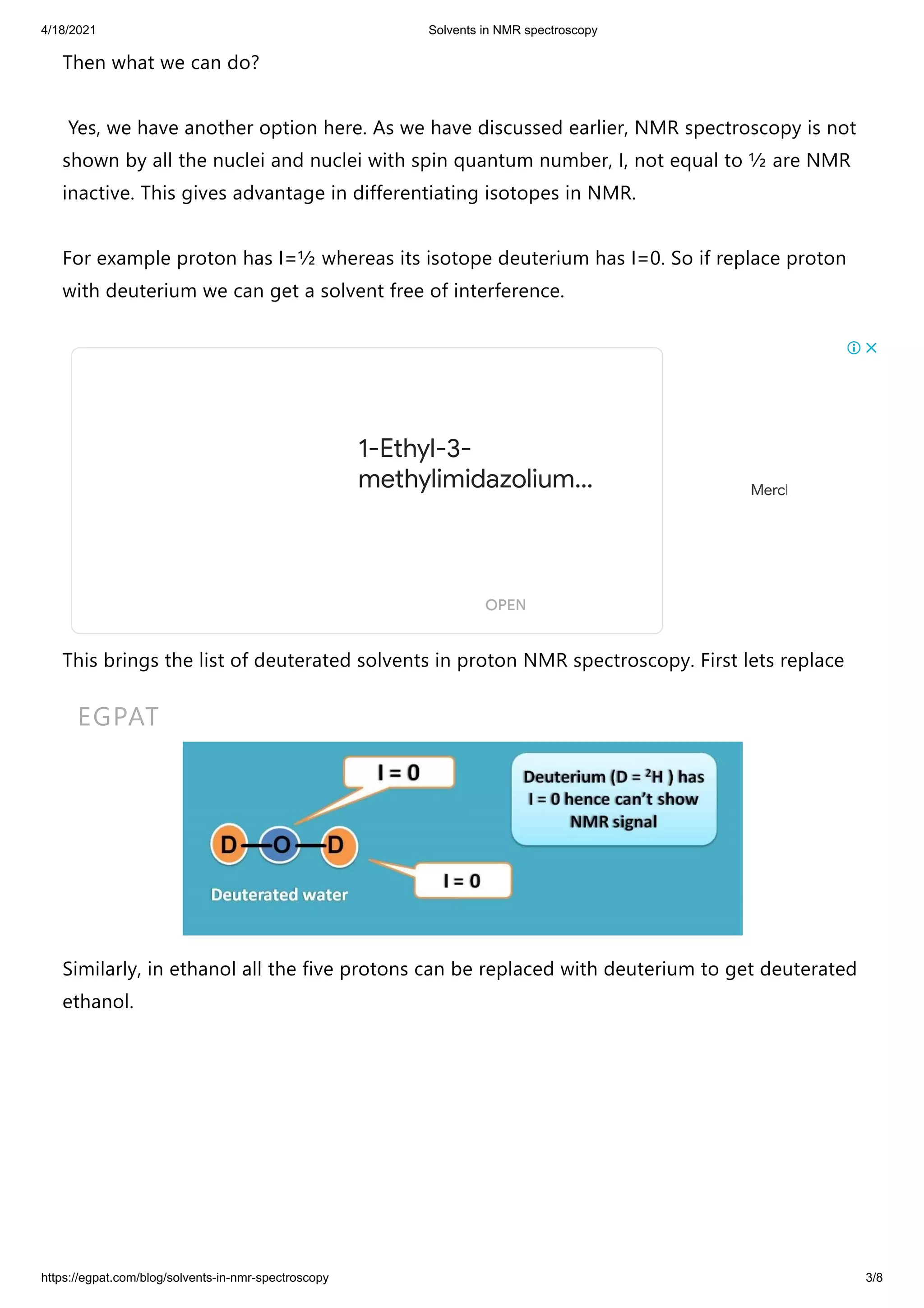 Solvents in nmr spectroscopy | PDF