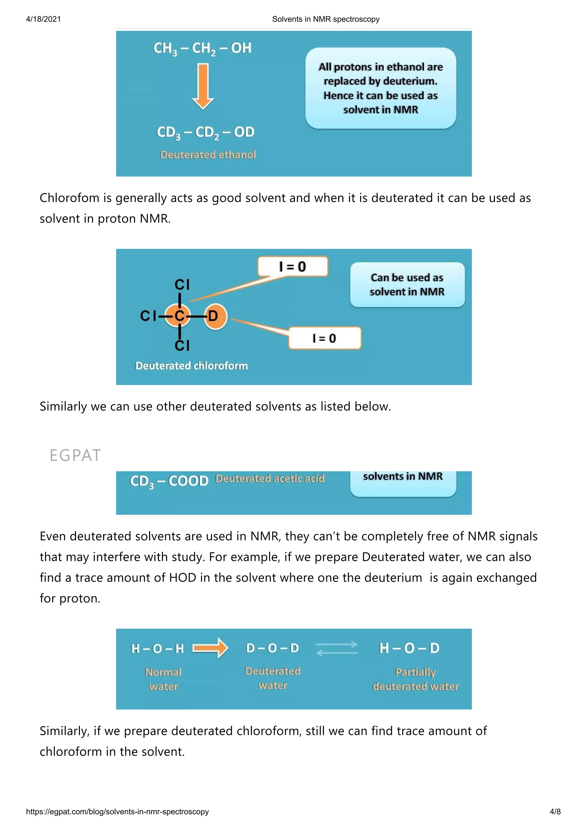 Solvents in nmr spectroscopy | PDF