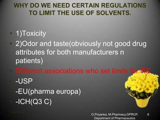 Solvents used pharmaceutically(j.c) | PPTX