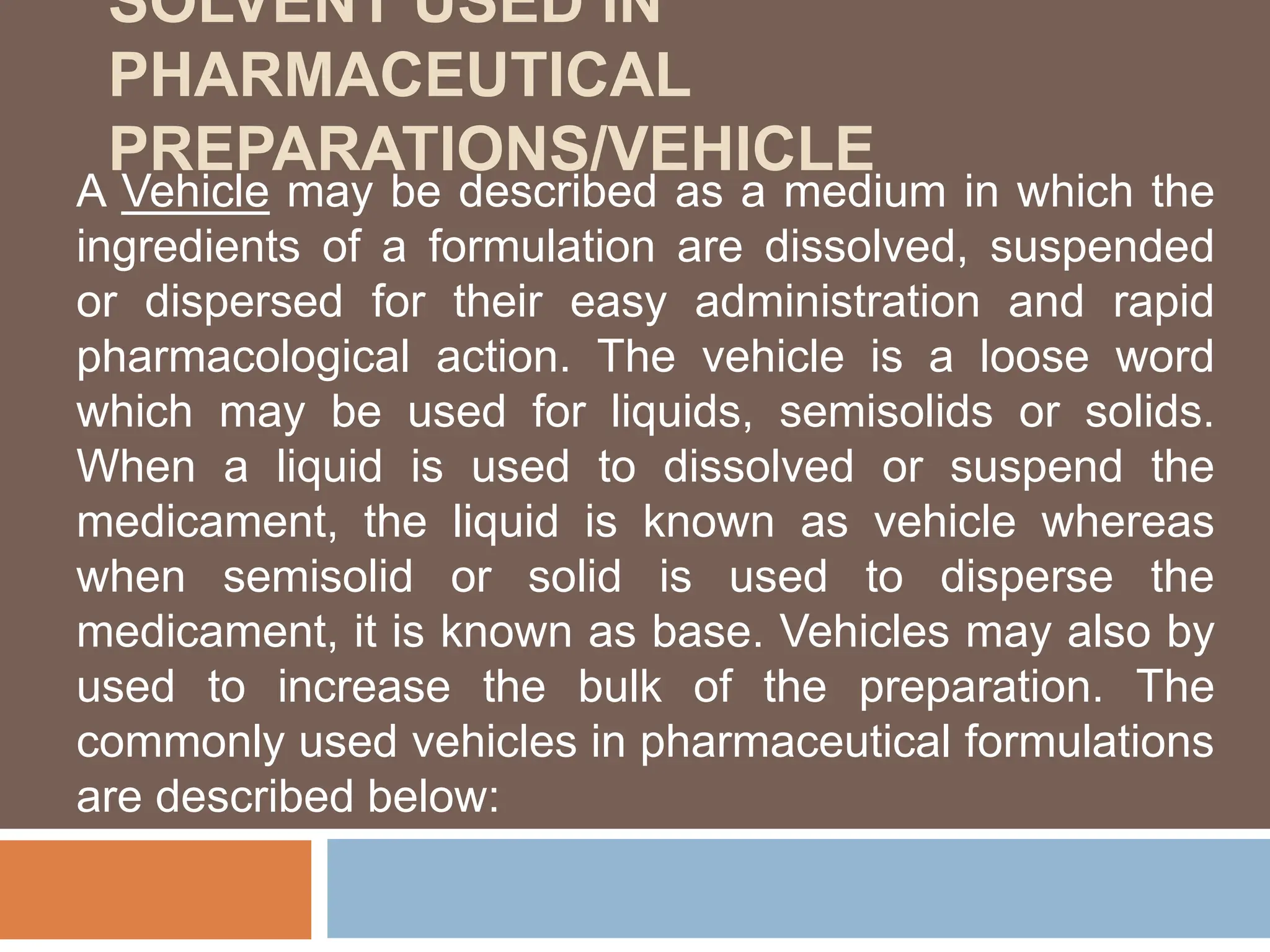 Solvent Used in dosage form pharm D solvents | PPTX