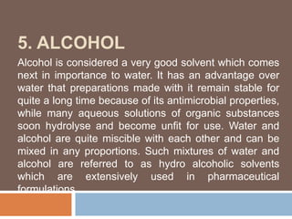 Solvent Used in dosage form pharm D solvents | PPTX