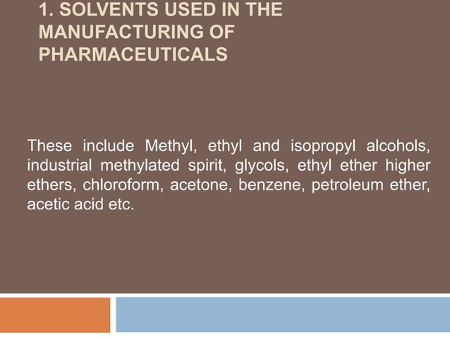 Solvent Used in dosage form pharm D solvents | PPTX | Pharmaceutical ...