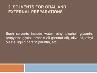 Solvent Used in dosage form pharm D solvents | PPTX