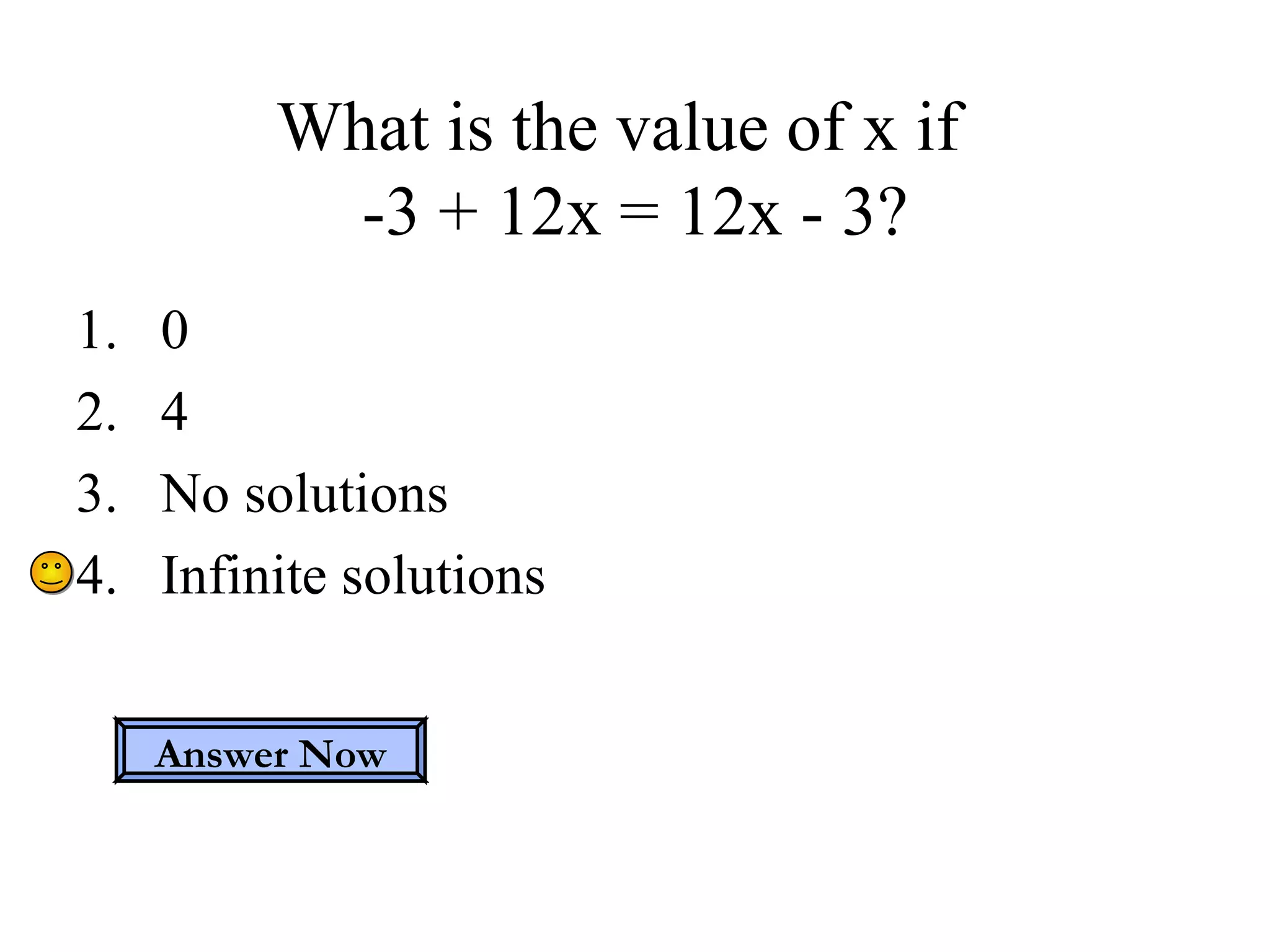 Solving Equations w/variables on both sides | PPT