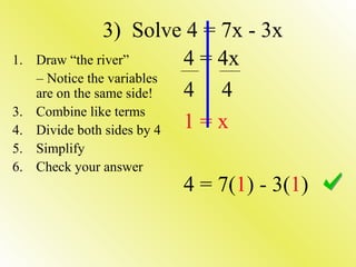 Solving Equations w/variables on both sides | PPT