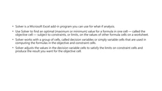 Skill enhancement course SOLVER ADD IN Data analysis | PPTX