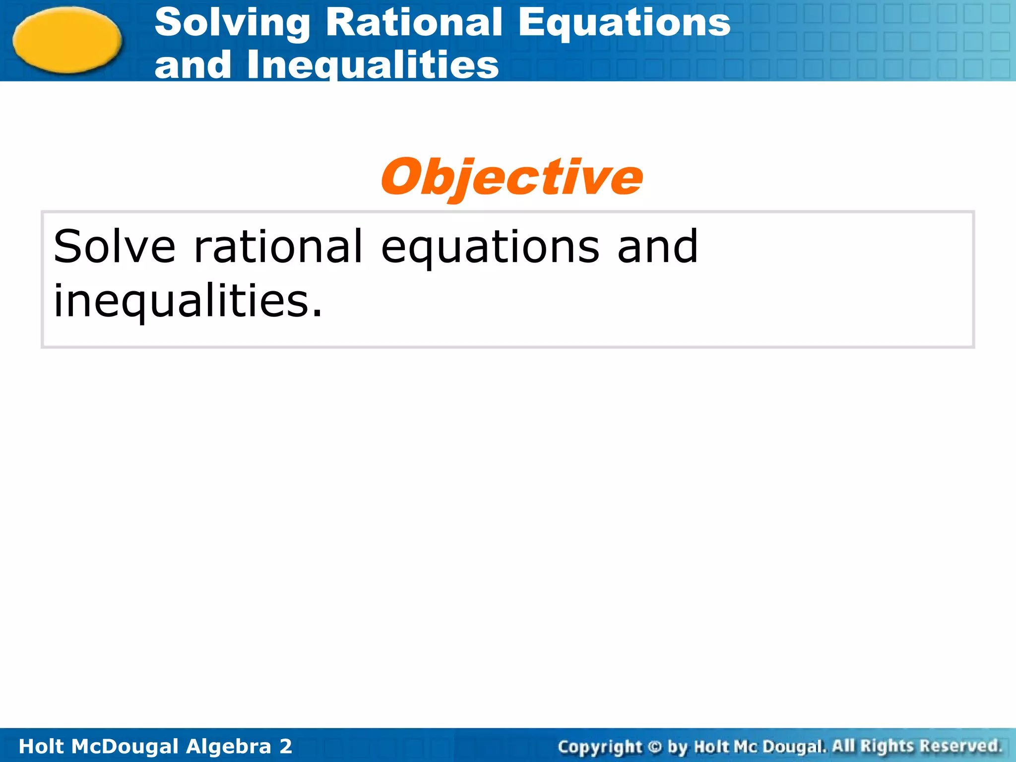 Rational Equations and Inequalities | PPT
