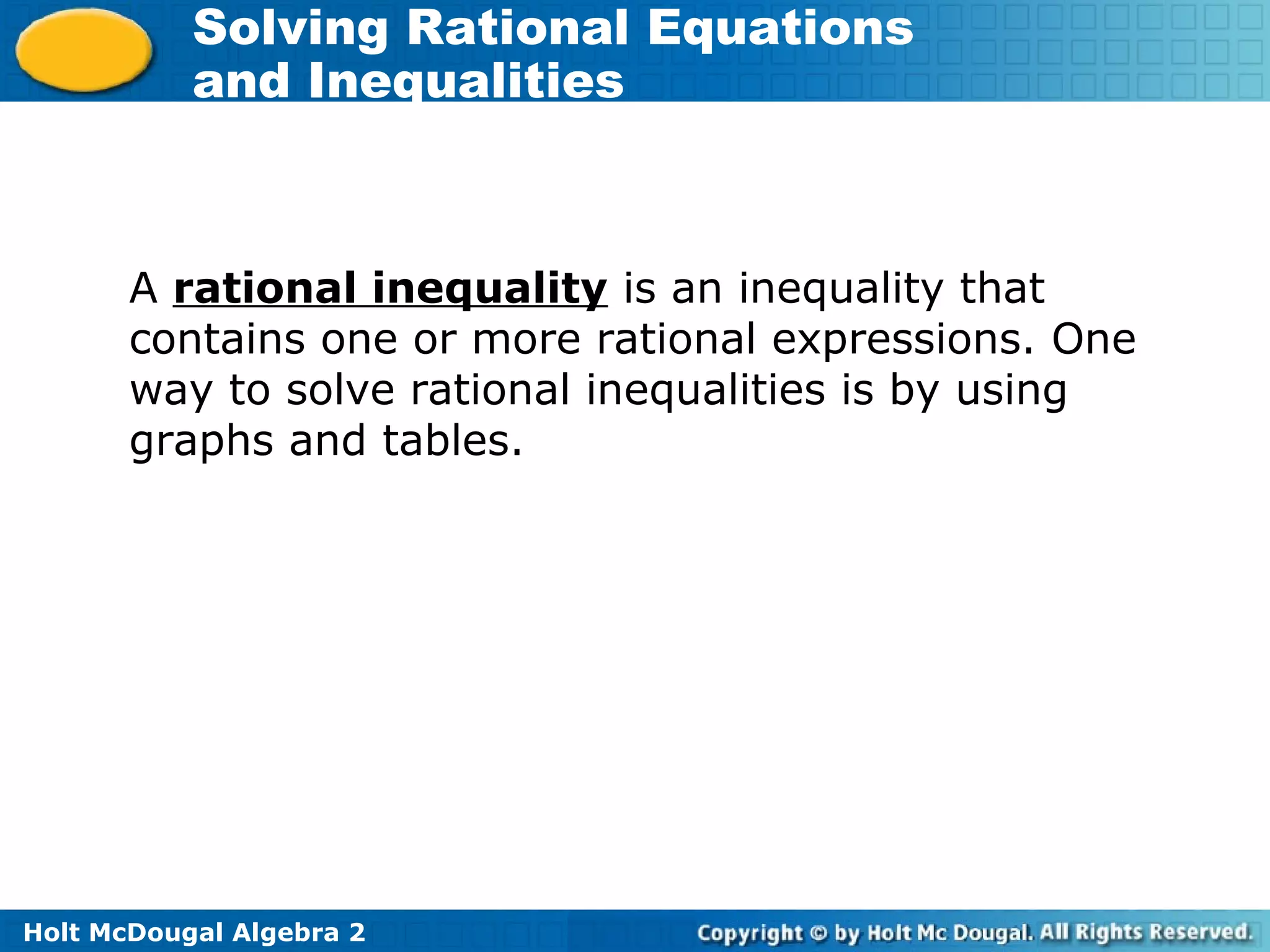 Rational Equations and Inequalities | PPT