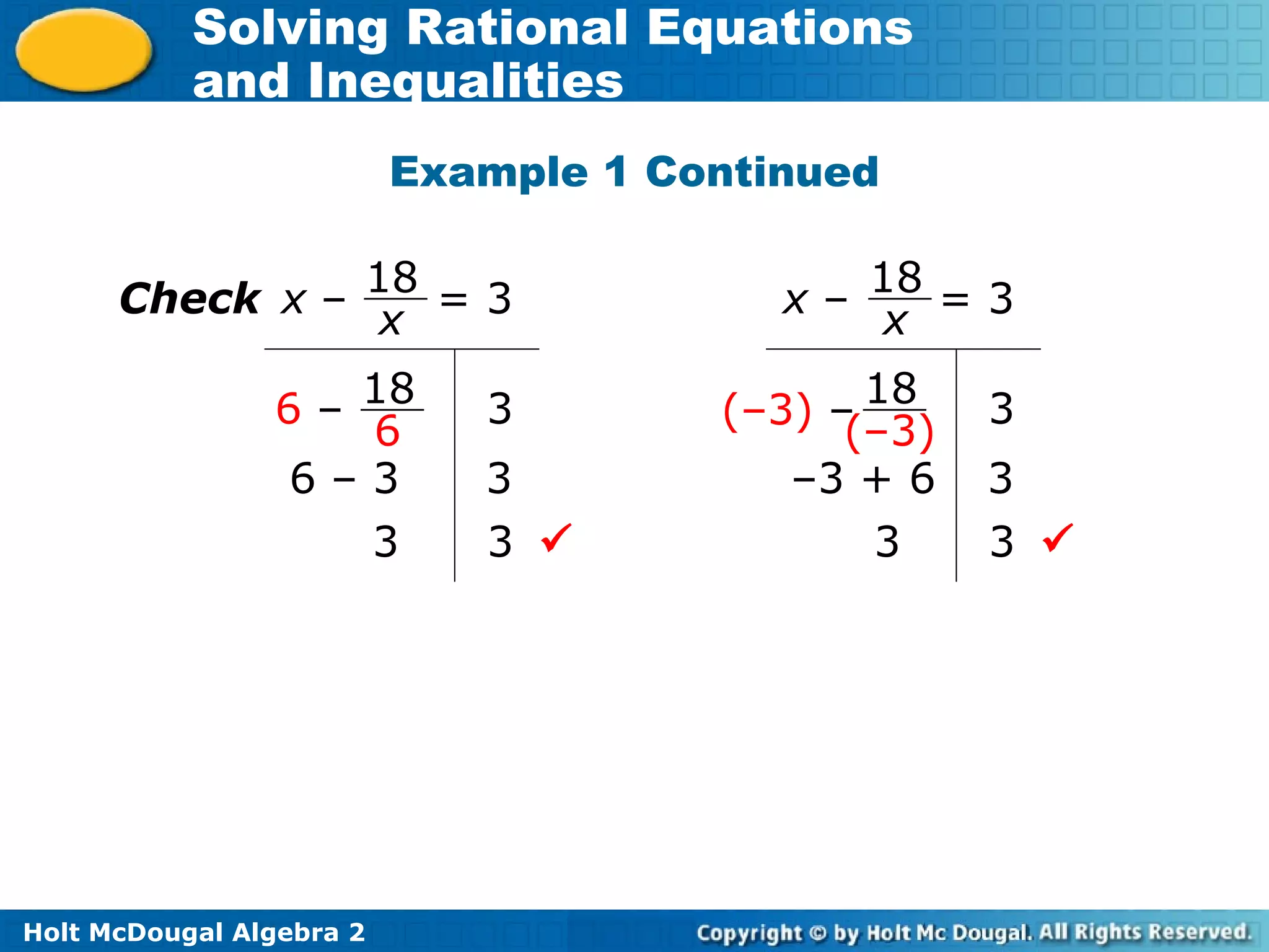 Rational Equations and Inequalities | PPT