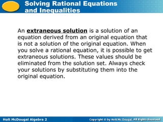 Rational Equations and Inequalities | PPT