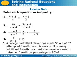 Rational Equations And Inequalities