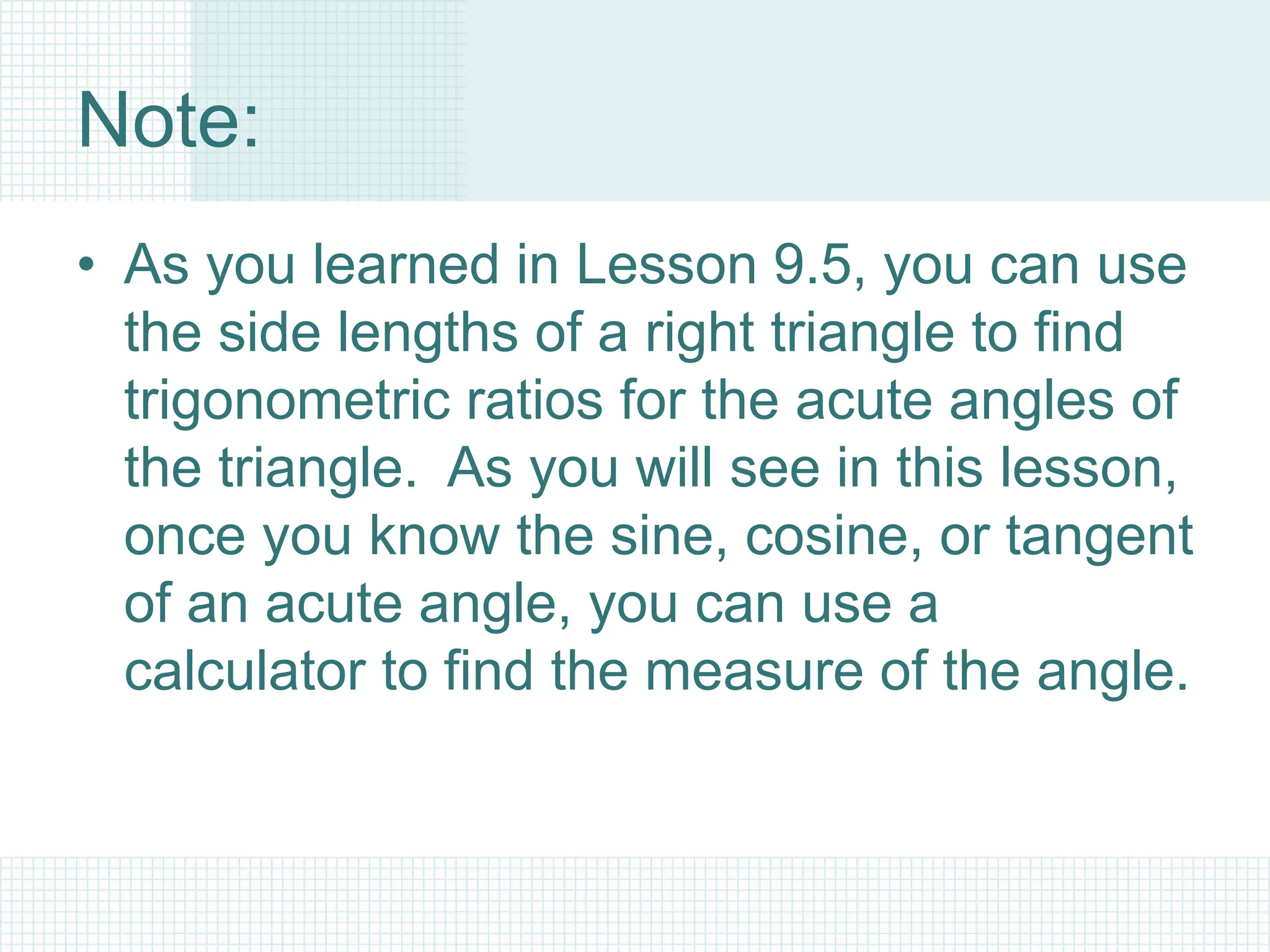Solving The Right Triangles PowerPoint 2.ppt