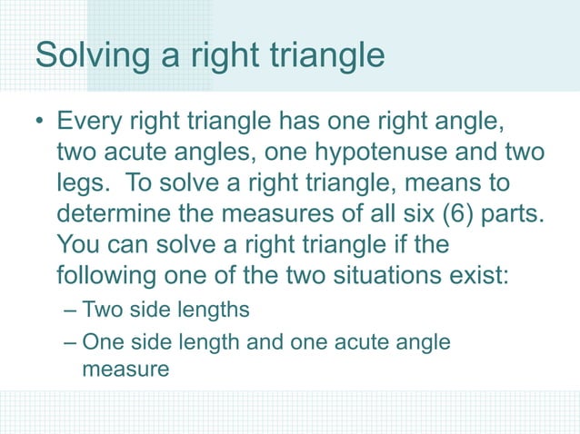 Solving The Right Triangles PowerPoint 2.ppt