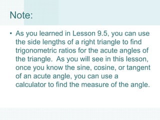 Solving The Right Triangles PowerPoint 2.ppt