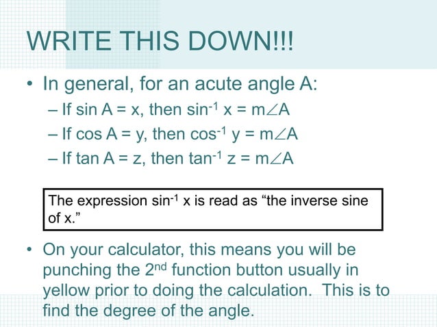 Solving The Right Triangles PowerPoint 2.ppt