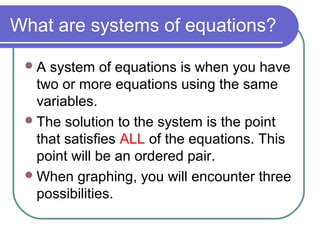 Solving system of Equations by Graphing | PPT